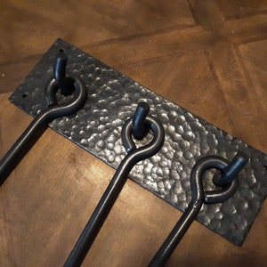 3 Piece Fireplace Set With Wall Mounted Hooks, Blacksmith Made - Etsy