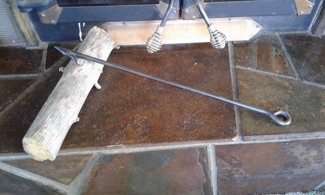 5 Piece Fireplace Set With Hooks Blacksmith Made | Etsy