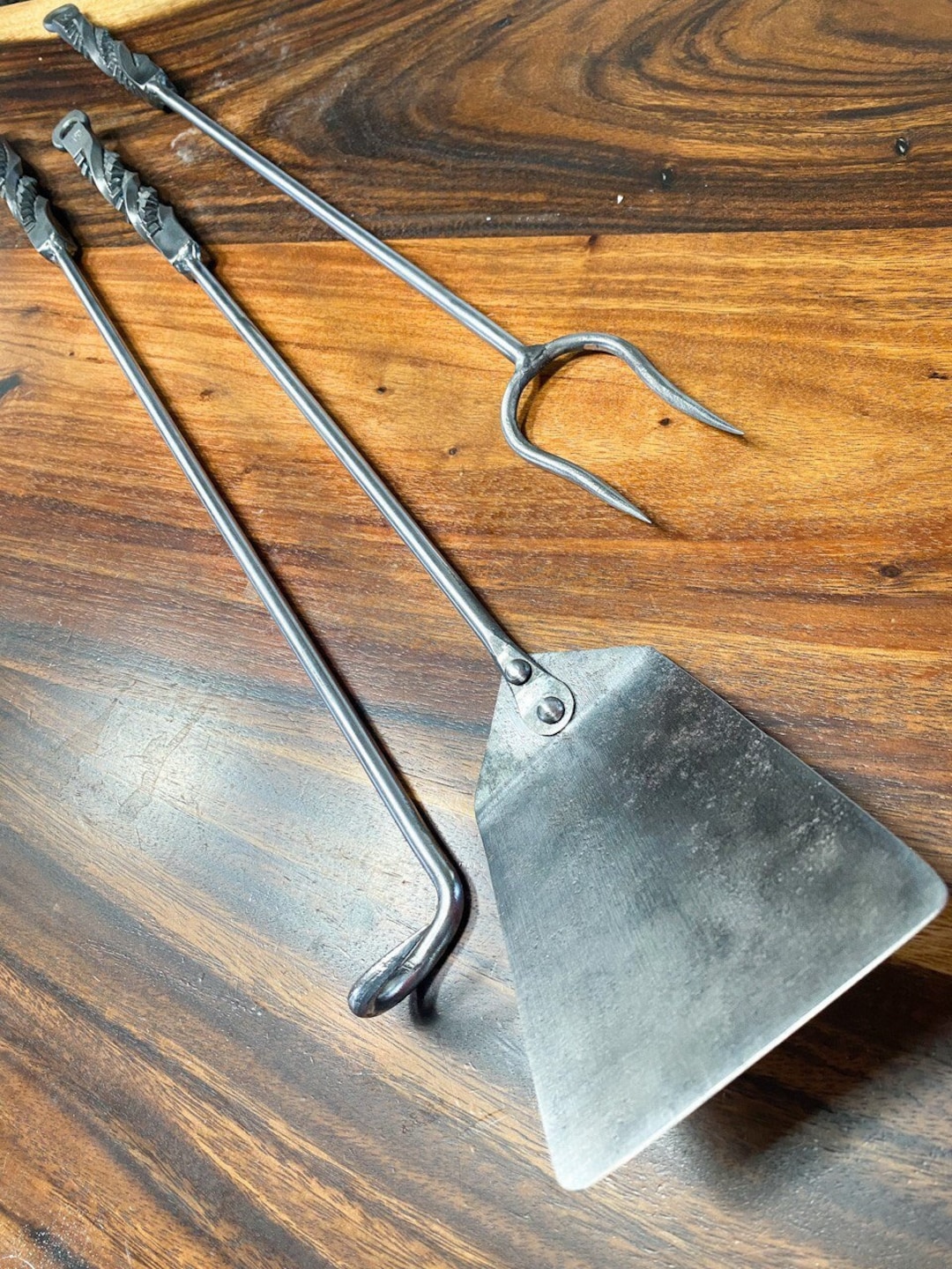 Hand Forged Grill Tool Set: Spatula, Steak Turner & Meat Fork - Etsy