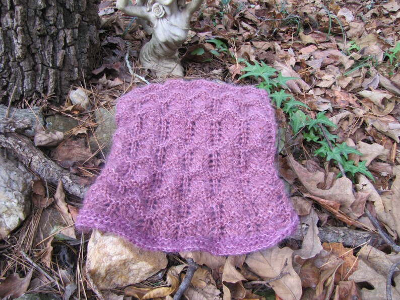 Cozy Merino Wool Mohair Silk Knit Cowl Wavy Openwork Lace, Rolled ...