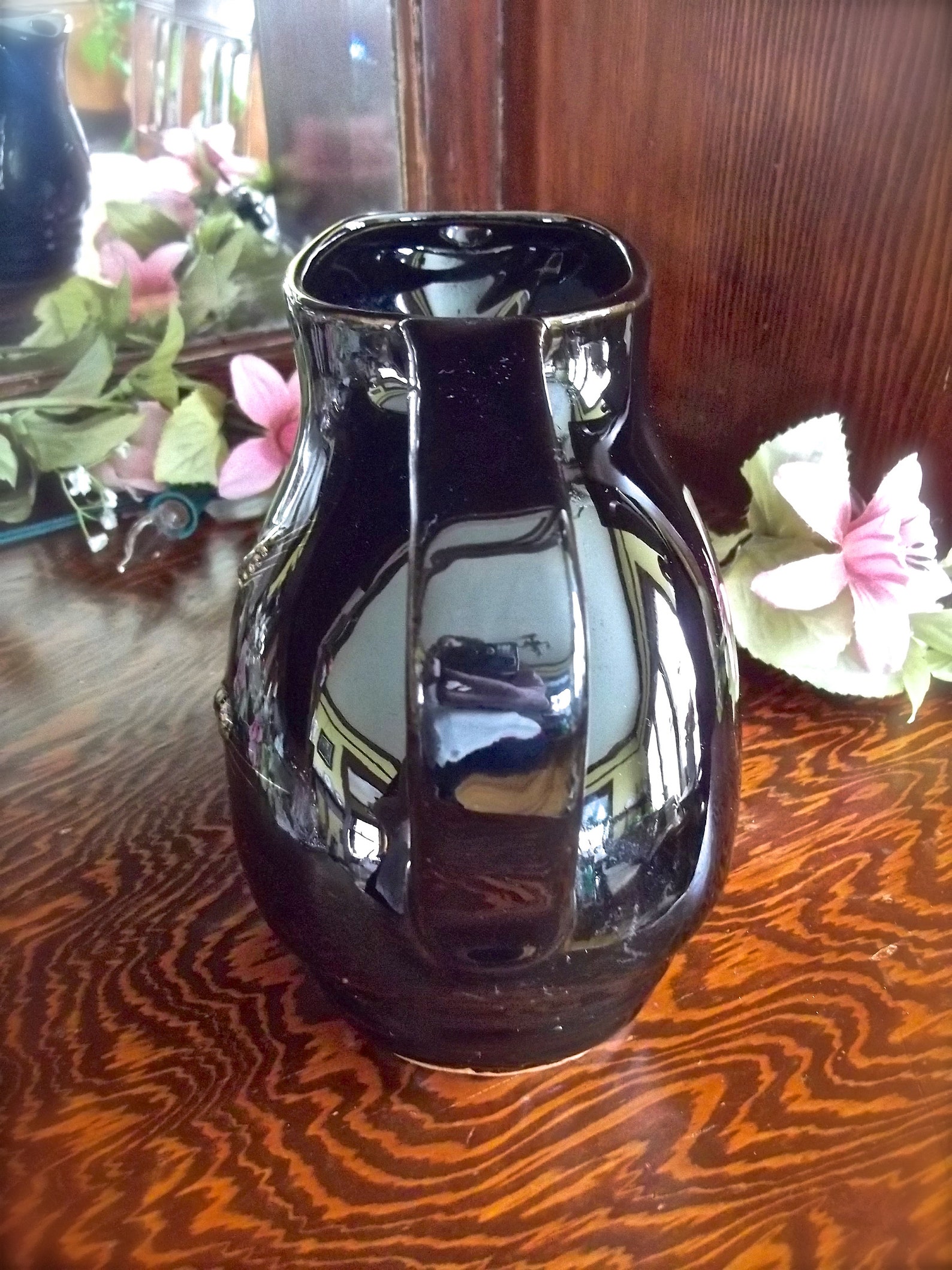 Vintage Black Pitcher, Black Ceramic Pitcher, Juice Pitcher, Black ...