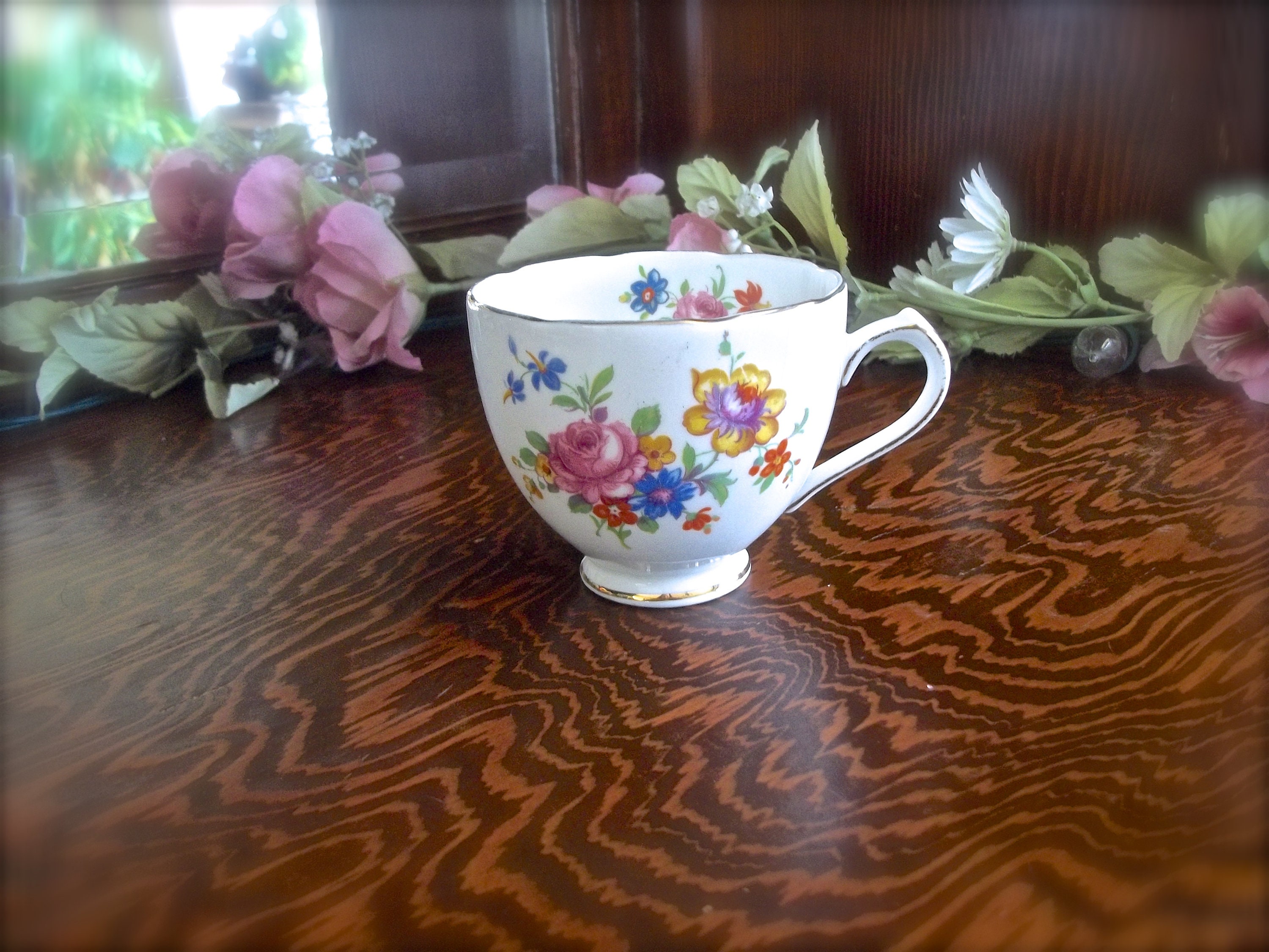 Rose Teacup, Vintage Teacup, Chic Teacup, Floral Teacup, Fine China ...