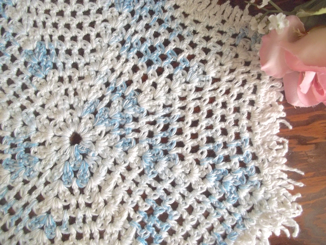 Blue Doily Vintage Cotton Doily Crochet Doily Blue Vintage - Etsy
