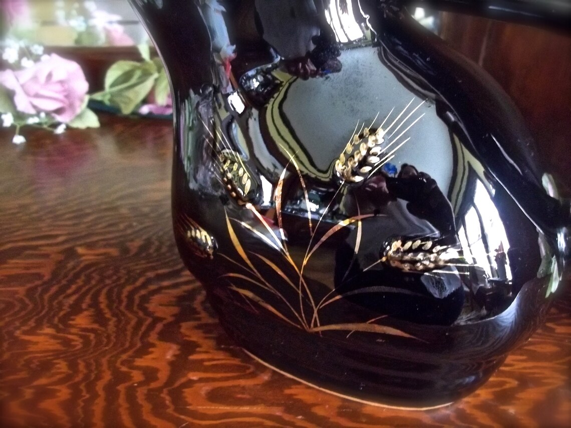 Vintage Black Pitcher Black Ceramic Pitcher Juice Pitcher - Etsy