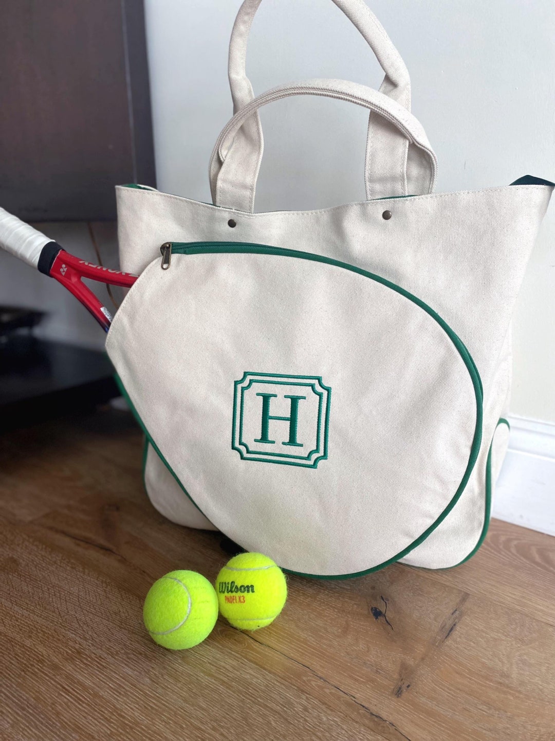 Monogrammed Tennis Bag Personalized Tennis Tote Bag Top Zip Closure ...
