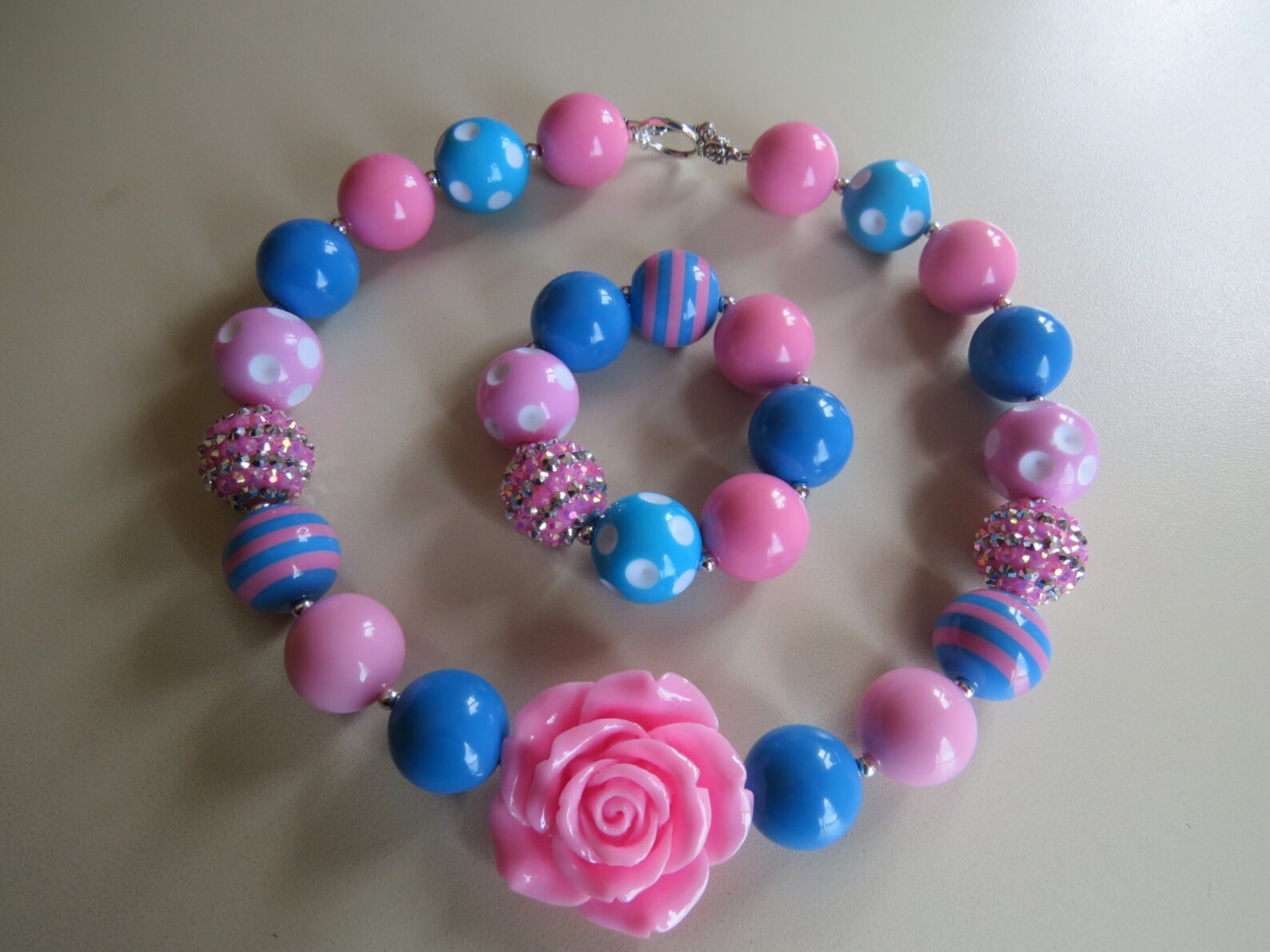 Cotton Candy Beaded Necklace and Bracelet Necklace and - Etsy