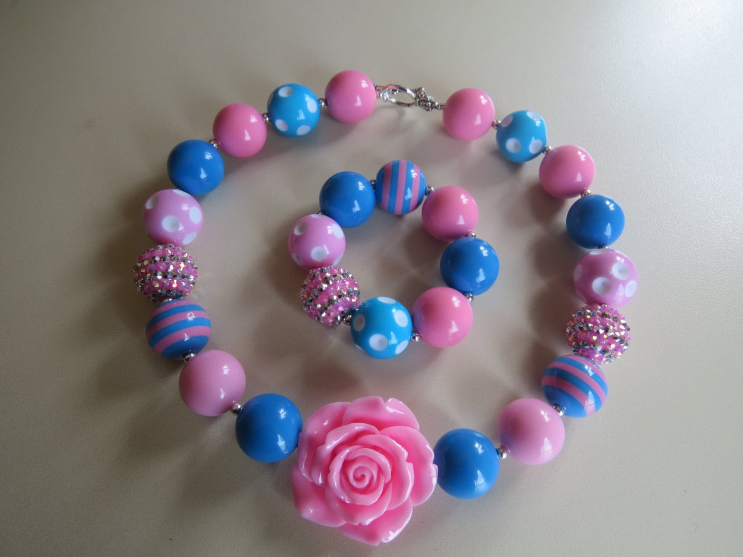 Cotton Candy Beaded Necklace and Bracelet Necklace and - Etsy