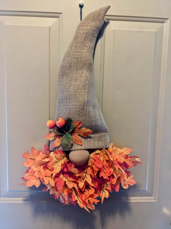Gnome Wreath Gnome Fall Wreath Gnome Door Decoration Fall - Etsy