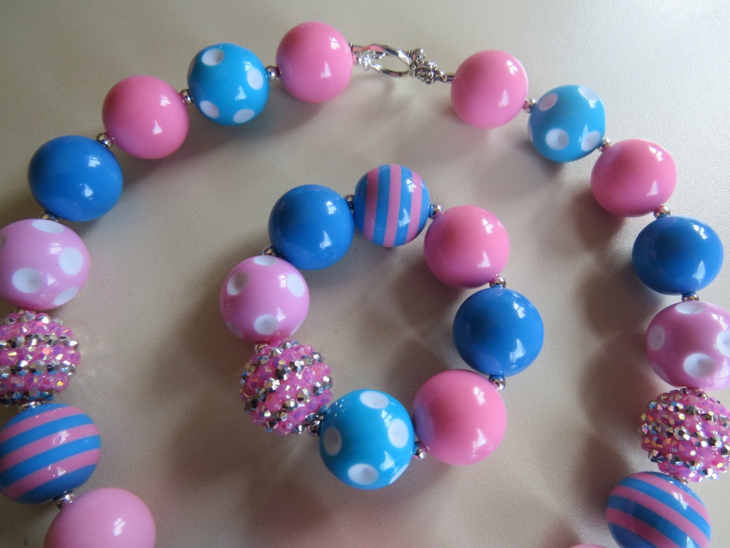 Cotton Candy Beaded Necklace and Bracelet Necklace and - Etsy