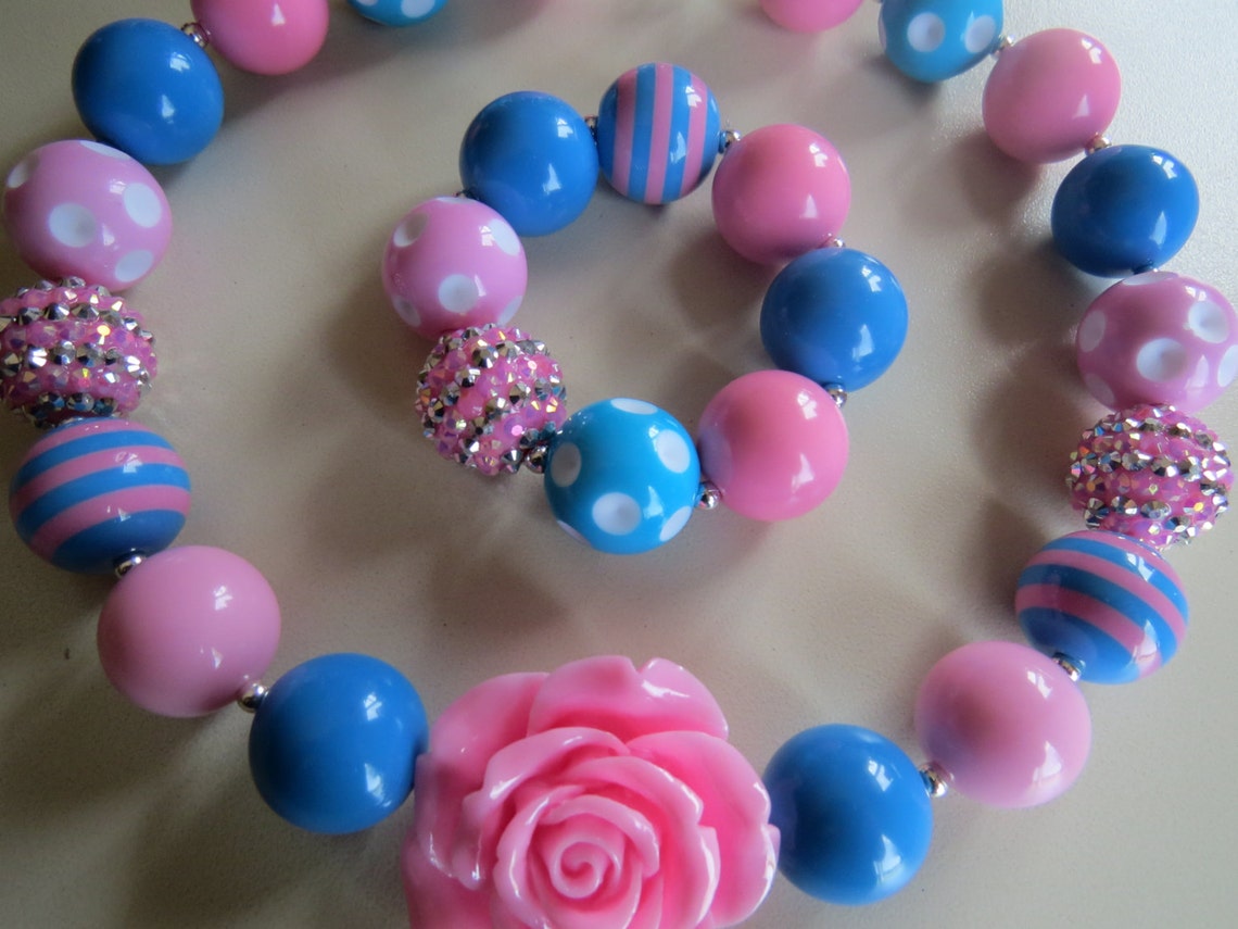 Cotton Candy Beaded Necklace and Bracelet Necklace and - Etsy