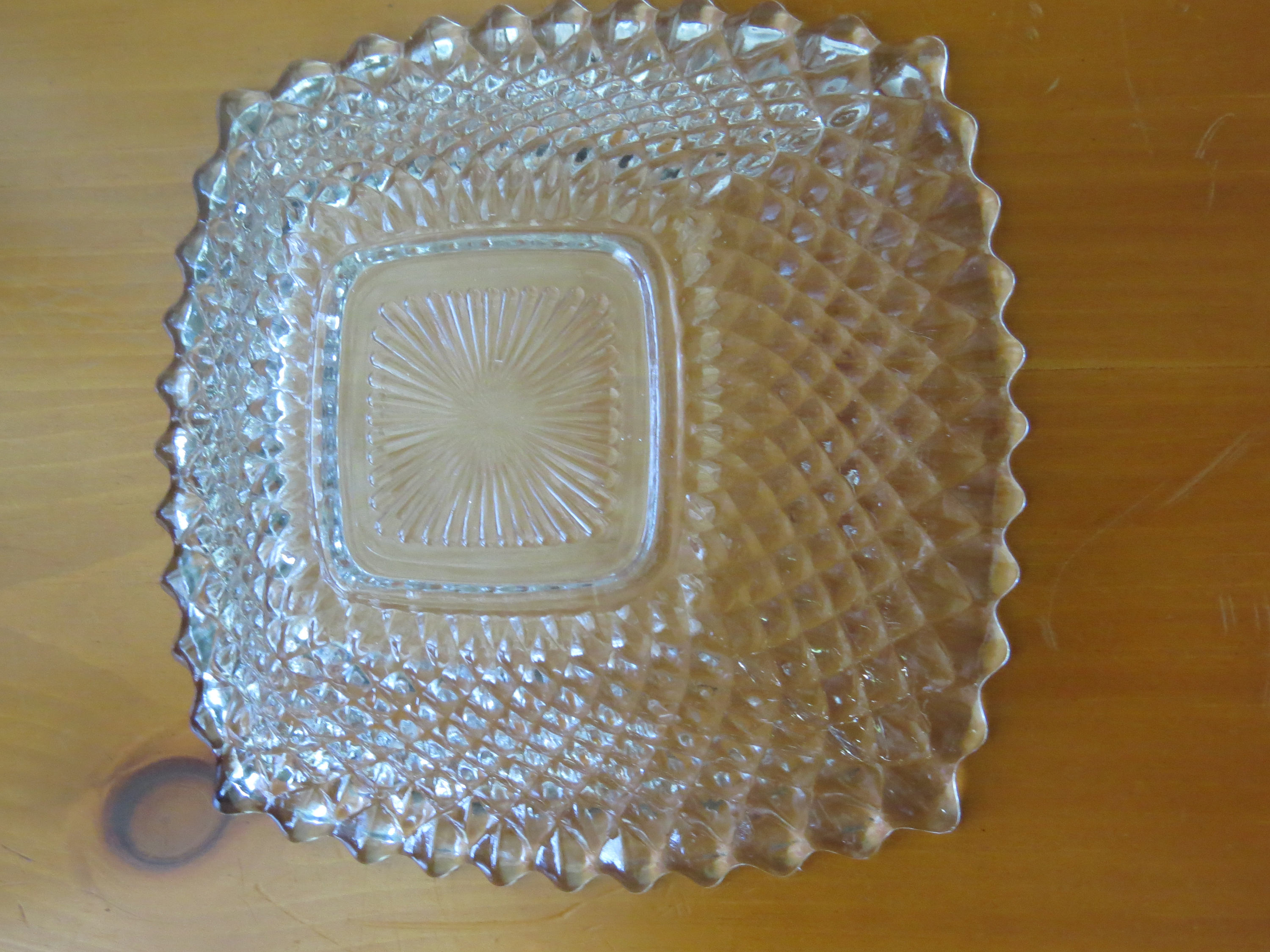 Indiana Glass, Diamond Point, Square Dish, Nut Dish, Candy Dish ...