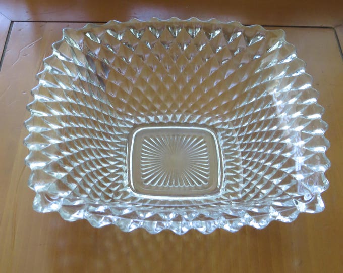 Indiana Glass, Diamond Point, Square Dish, Nut Dish, Candy Dish ...