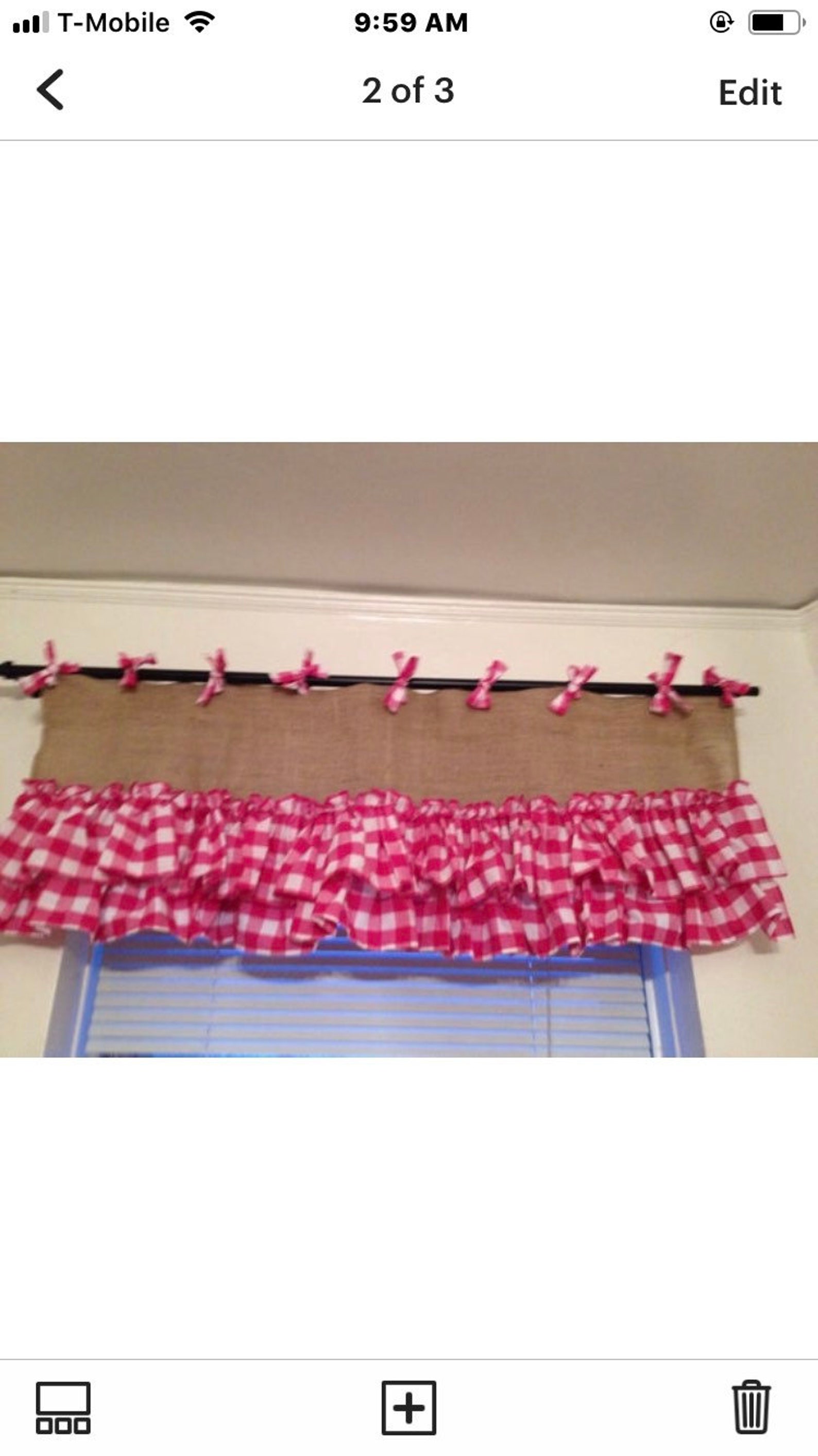 Burlap Valance With Gingham Ruffles and Matching Ties Gingham | Etsy