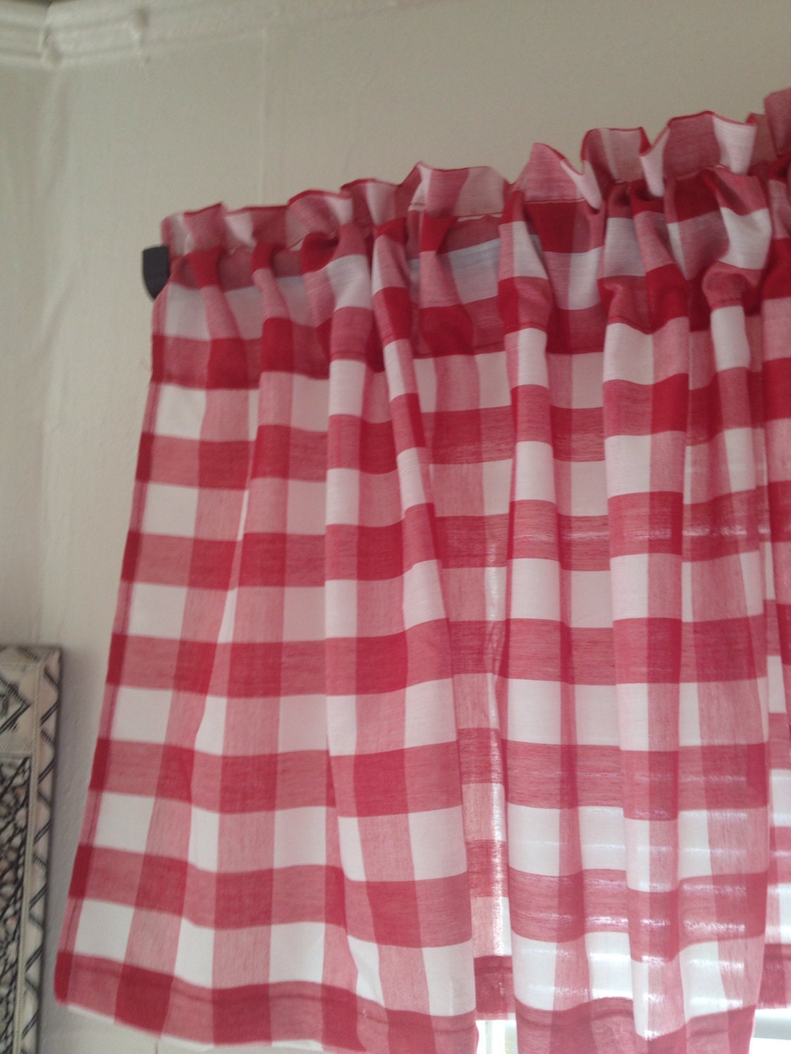 Red Gingham Valance Gingham Drapes Window Treatments Valance | Etsy