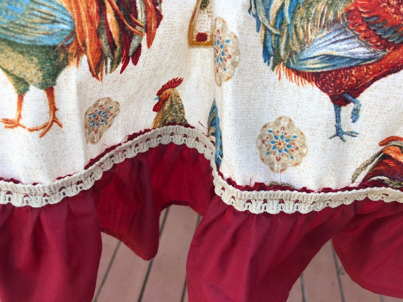 Rainbow Rooster Cotton Valance Kitchen Farmhouse - Etsy