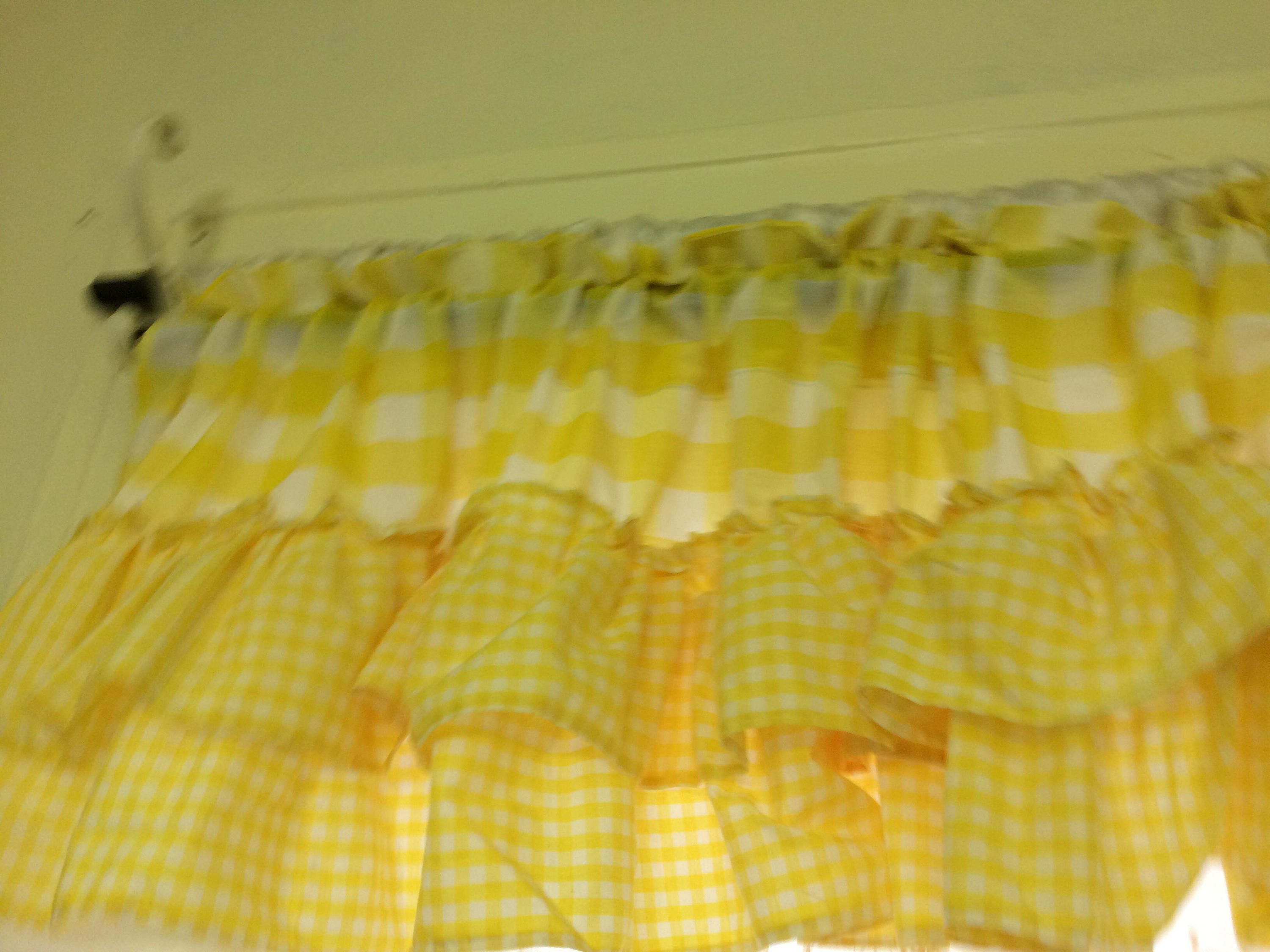 Yellow Gingham Valance with Ruffles Gingham Vintage Curtains | Etsy