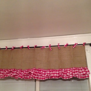 Burlap Valance With Gingham Ruffles and Matching Ties Gingham Drapes - Etsy