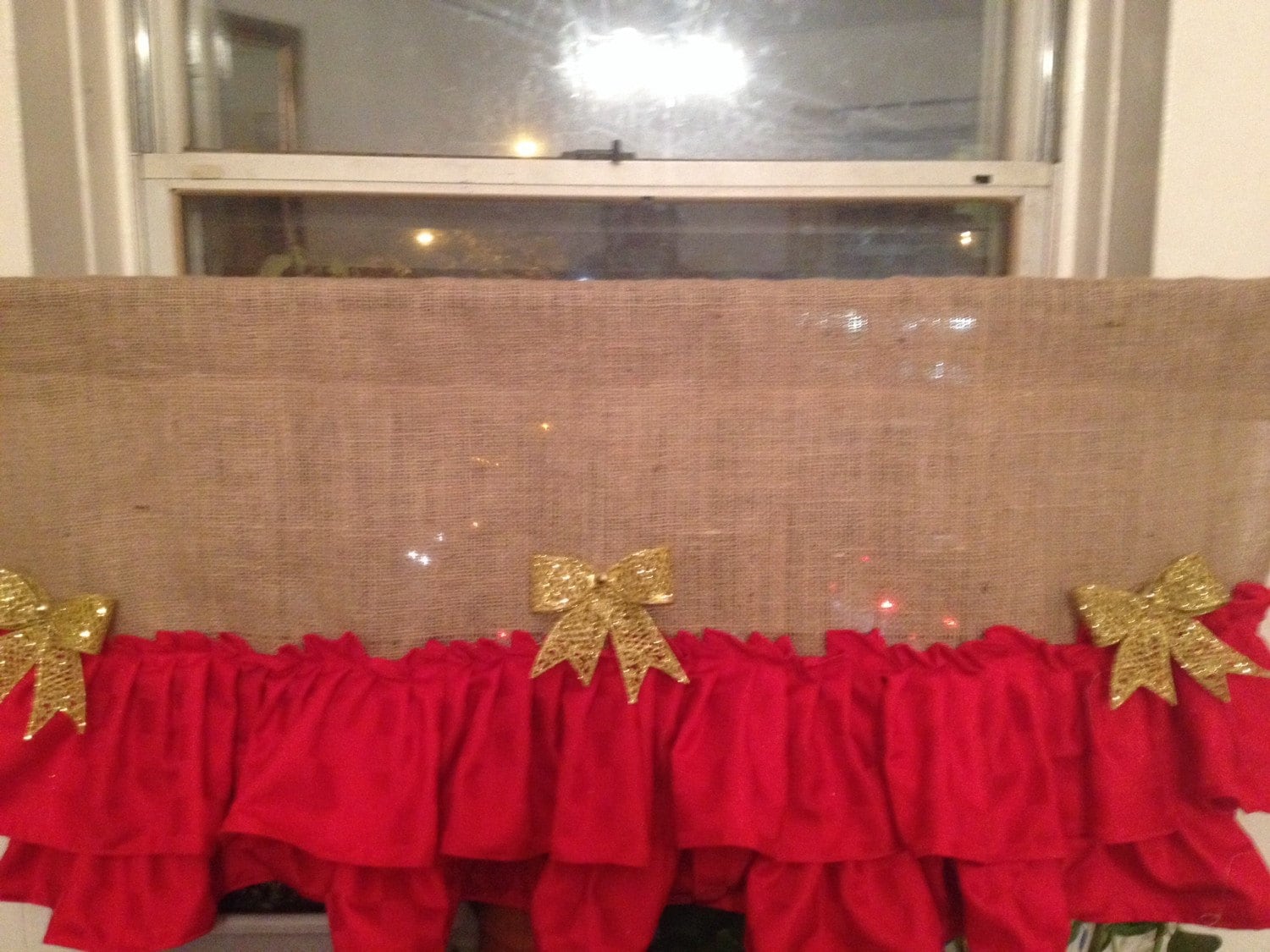 Christmas Burlap and Red Ruffles Valance - Etsy