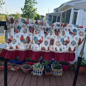 Rainbow Rooster, Cotton Valance, Kitchen, Farmhouse - Etsy
