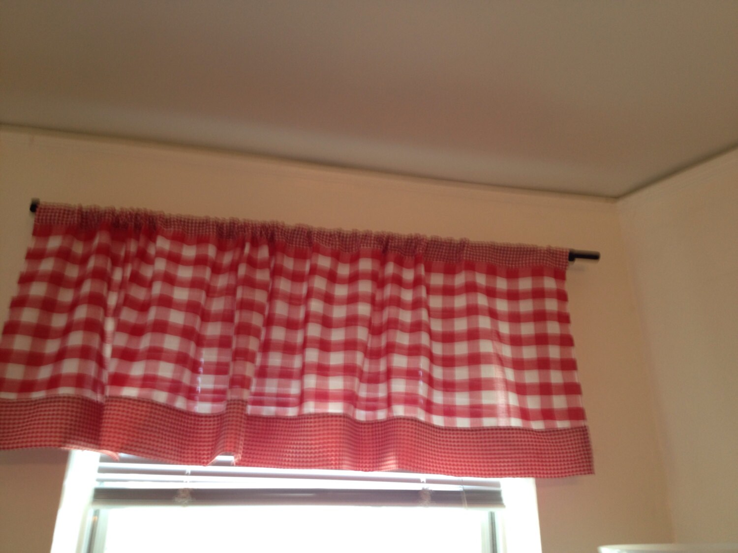 Red Gingham Valance Kitchen Curtain Valance Window Treatment - Etsy