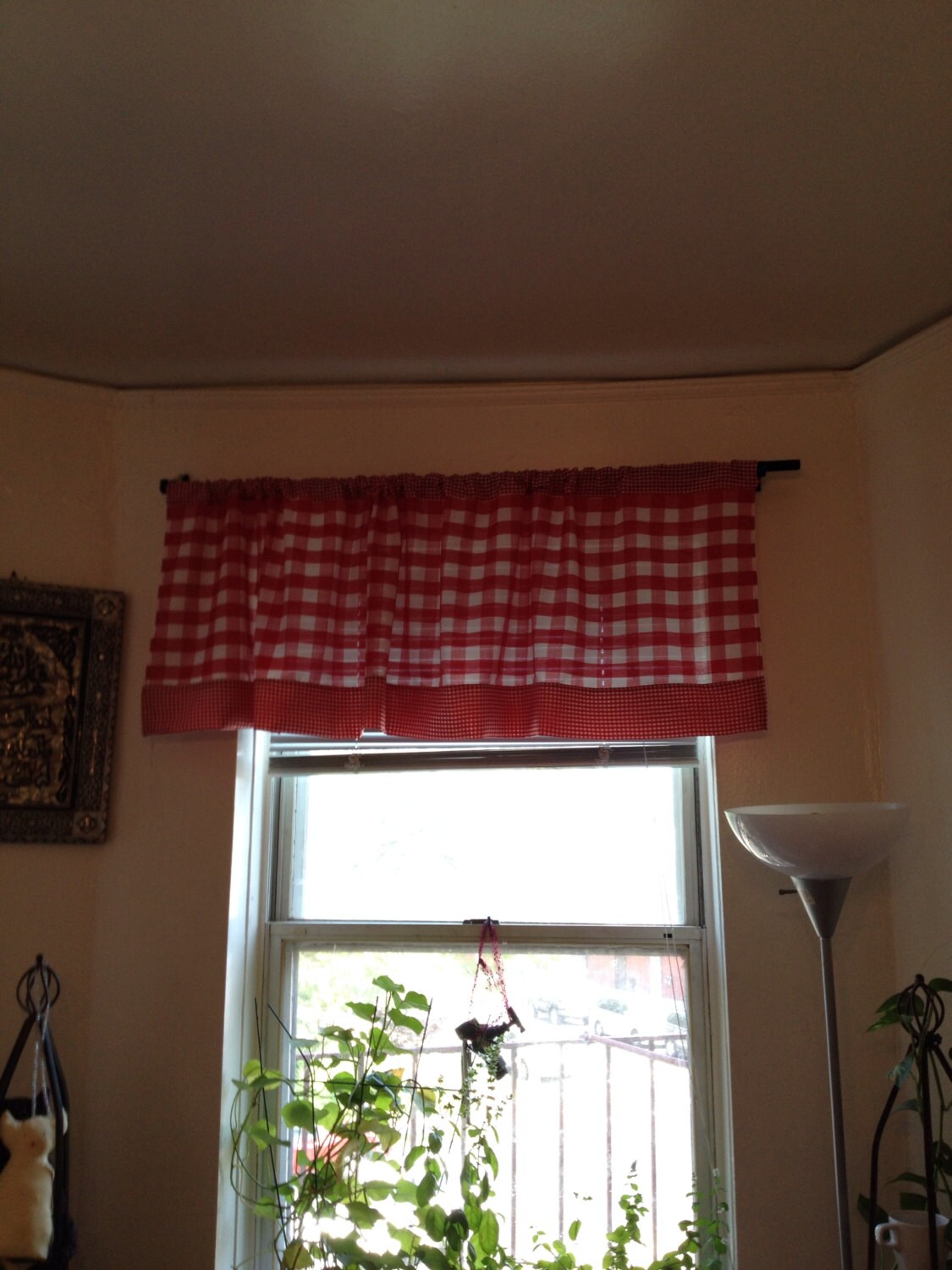 Red Gingham Valance Kitchen Curtain Valance Window Treatment - Etsy