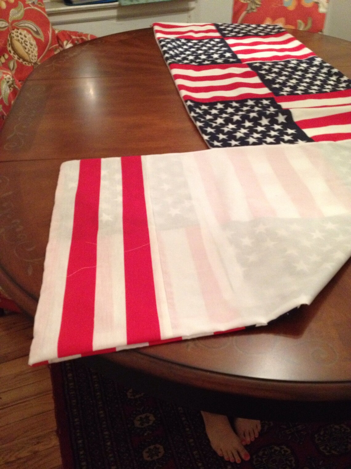 Patriotic Flag Table Runner 100% Cotton Reversable American | Etsy