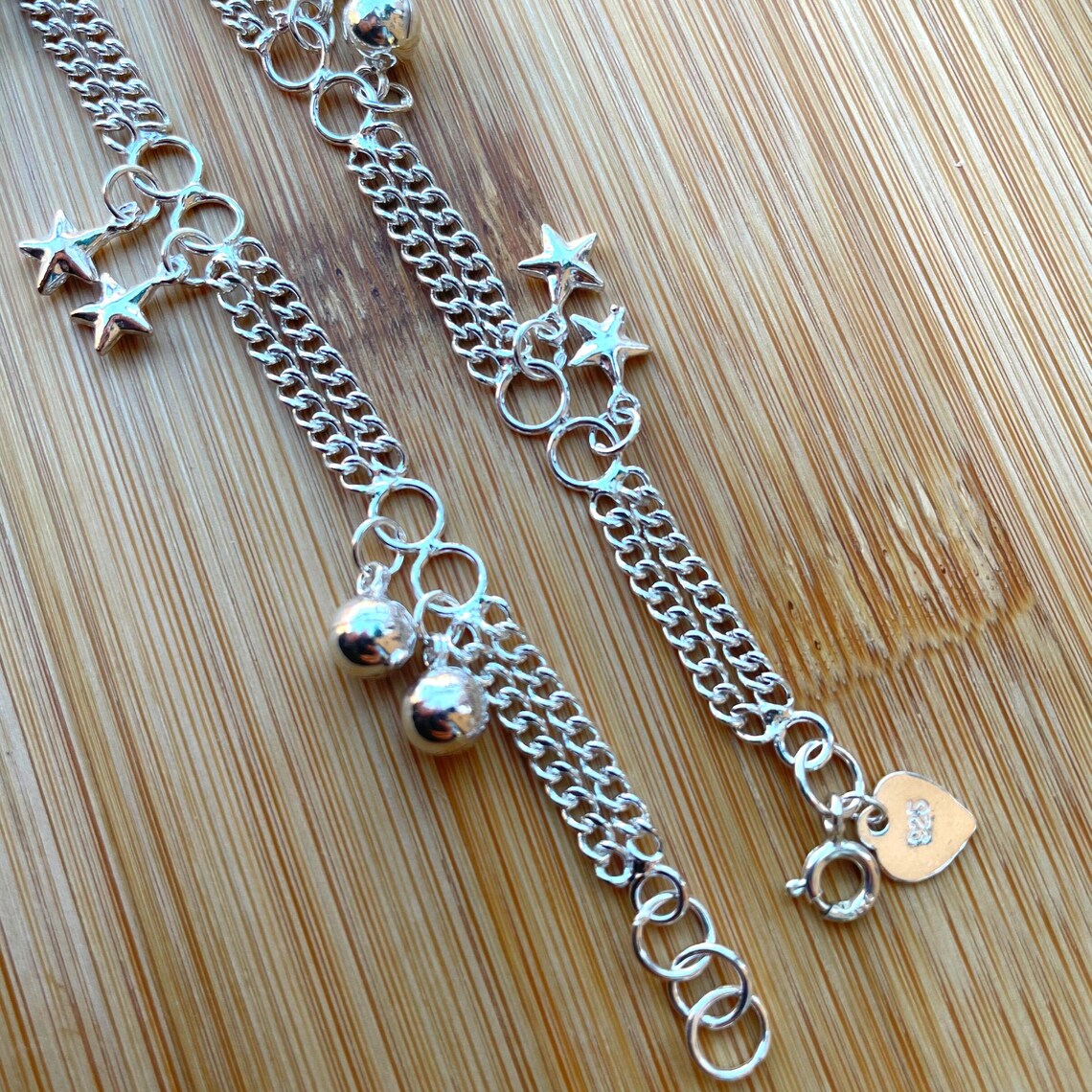 Sterling Silver Bells Anklet Ankle Bracelet for Women Double | Etsy