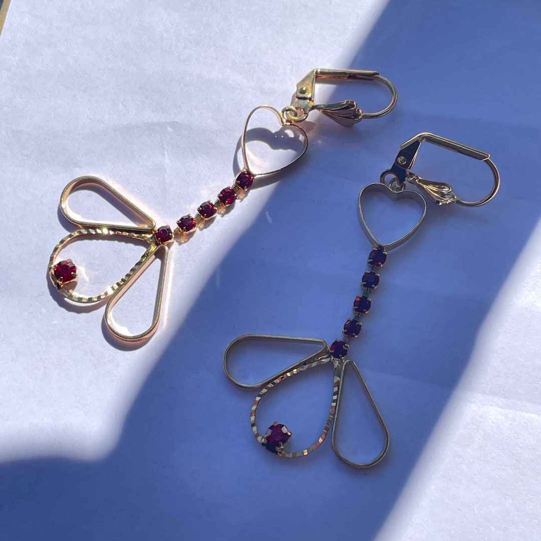 Ruby Lever Back Earrings, Birthstone Drop Earrings, Gold Lever Back ...