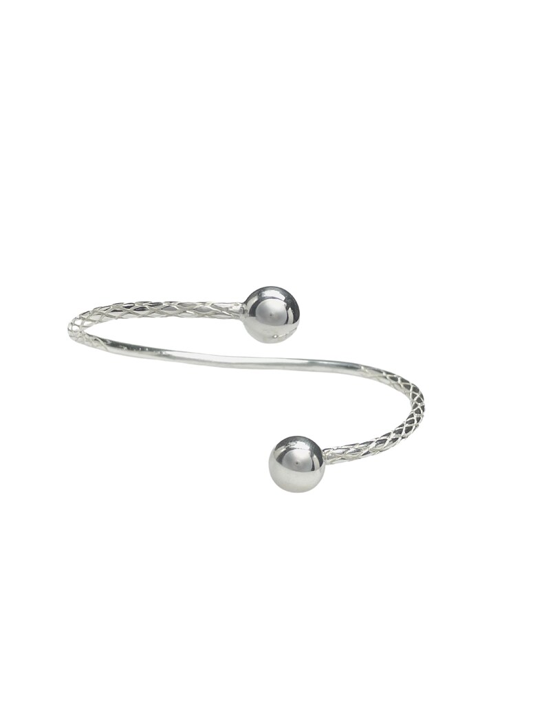 West Indian Sterling Silver Bangle Ball Ends Bangle Open | Etsy