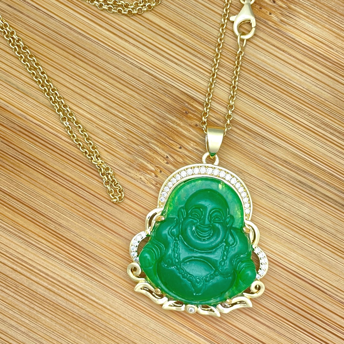 Jade Buddha Pendant Gold Buddha Charm Gold Plated Layered | Etsy
