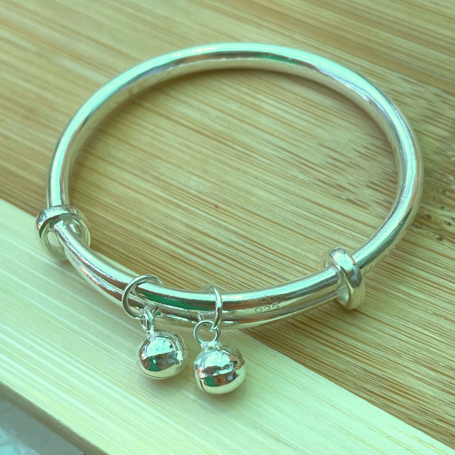 Baby Bells Bangle, Silver Baby Bracelet, Sterling Silver Baby Bracelet ...