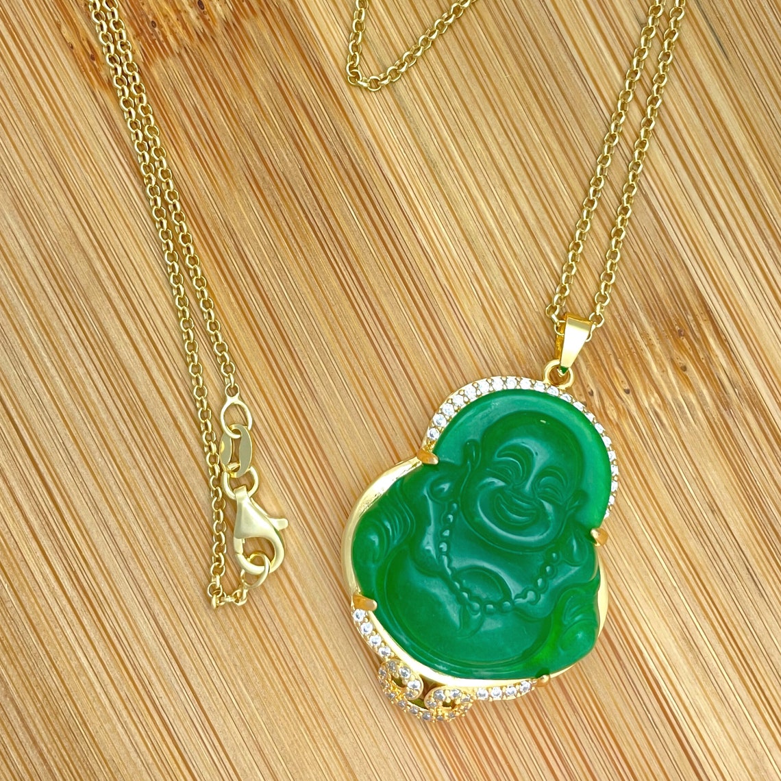 Jade Buddha Pendant Gold Buddha Charm Gold Plated Layered | Etsy