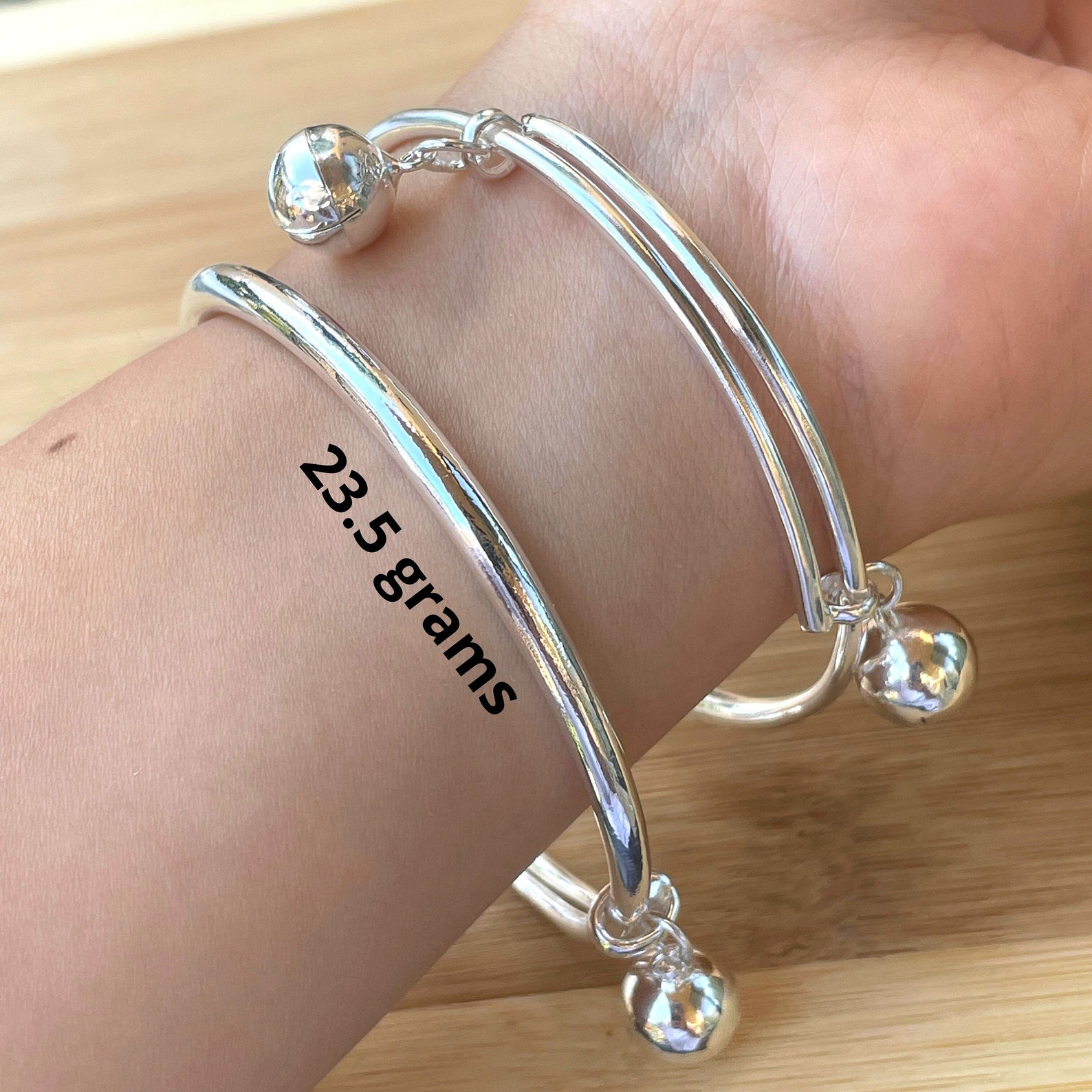 Sterling Silver Adjustable Bracelet Silver Bangle With Bells - Etsy