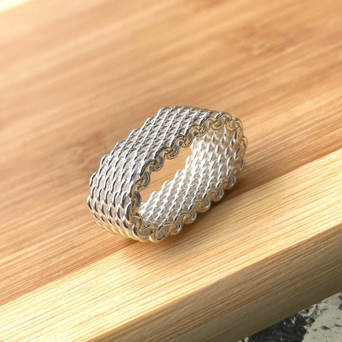 Sterling Silver Mesh Ring Flexible Ring for Women for Men | Etsy