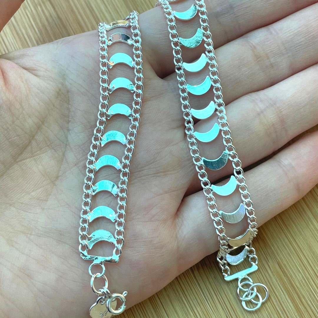Silver Moon Anklet, Silver Boho Anklet, Celestial Anklet, Hippie Anklet ...