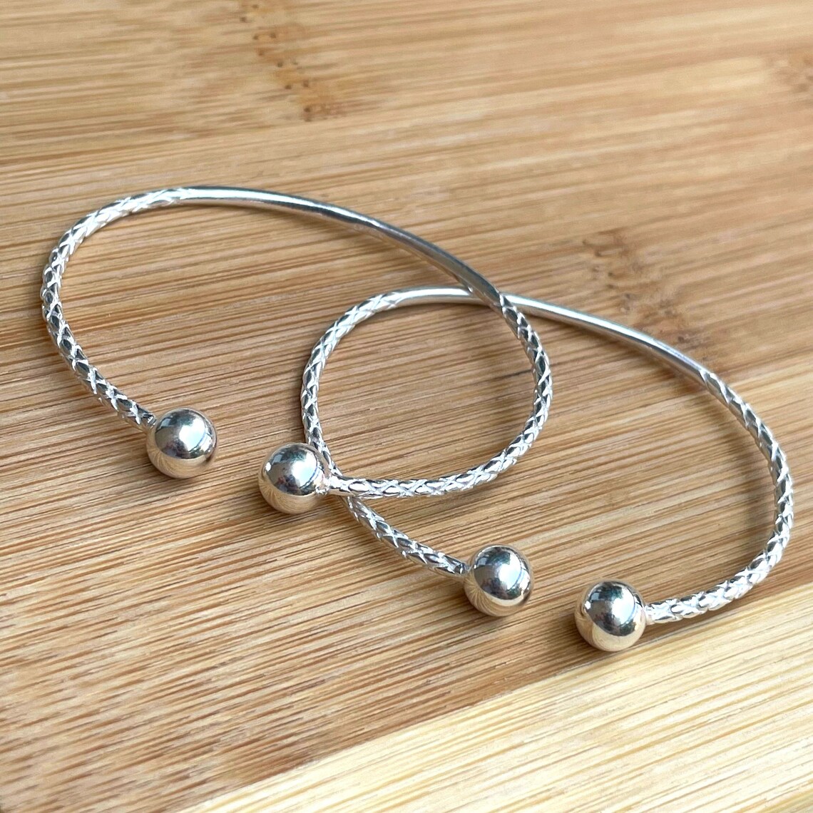 West Indian Sterling Silver Bangle Ball Ends Bangle Open | Etsy
