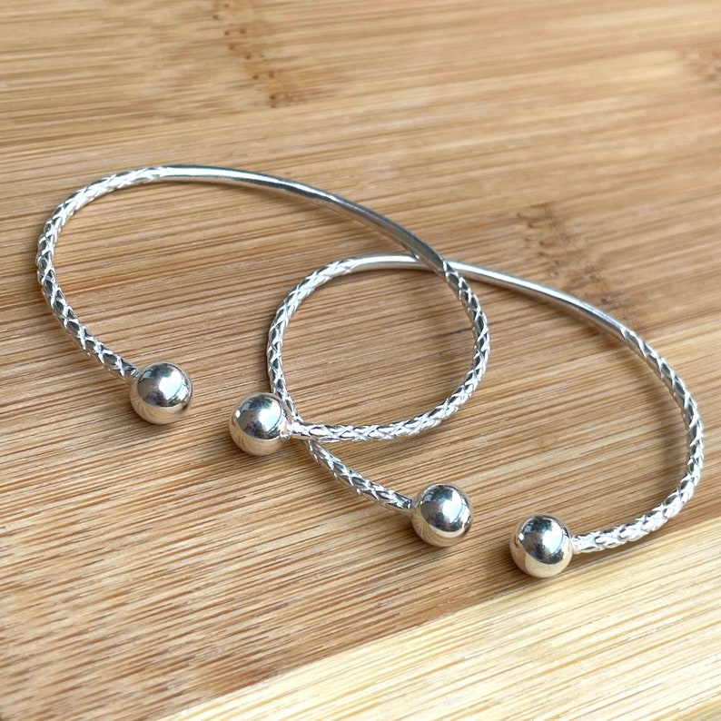 West Indian Sterling Silver Bangle Ball Ends Bangle Open | Etsy