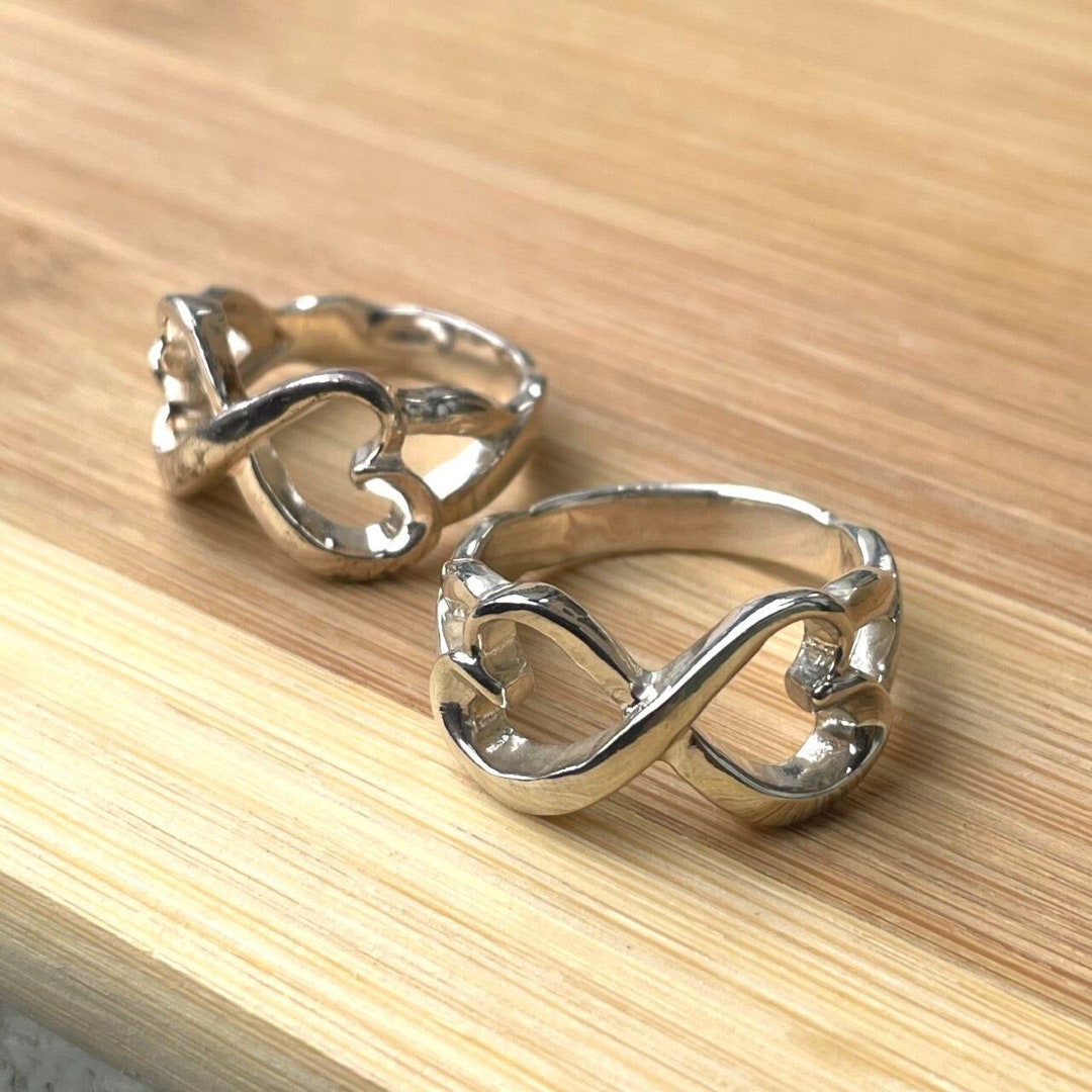 Infinity Heart Ring, Silver Double Heart Ring, Sterling Silver Heart ...