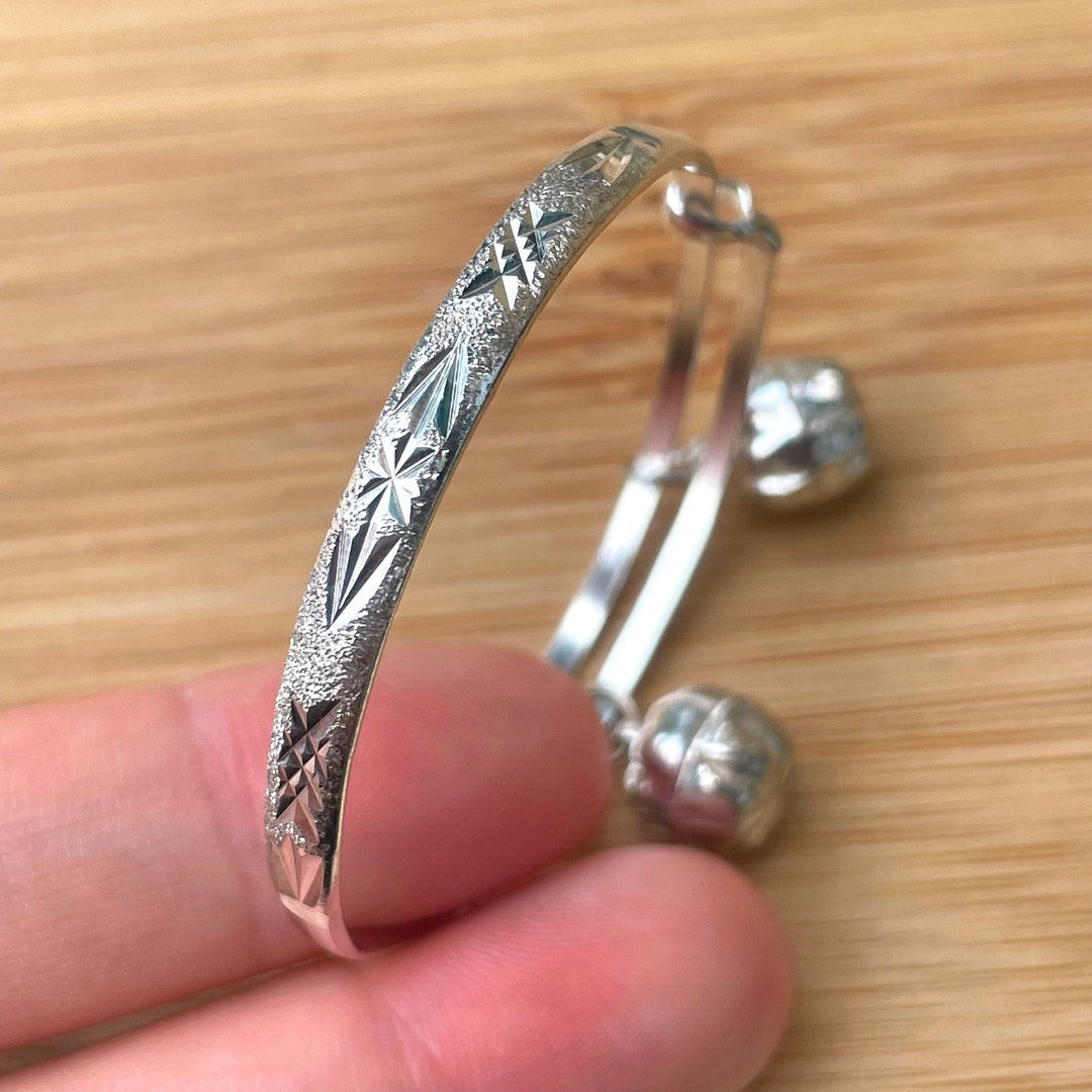 Sterling Silver Baby Bangle Bracelet, Baby Anklet With Bells ...