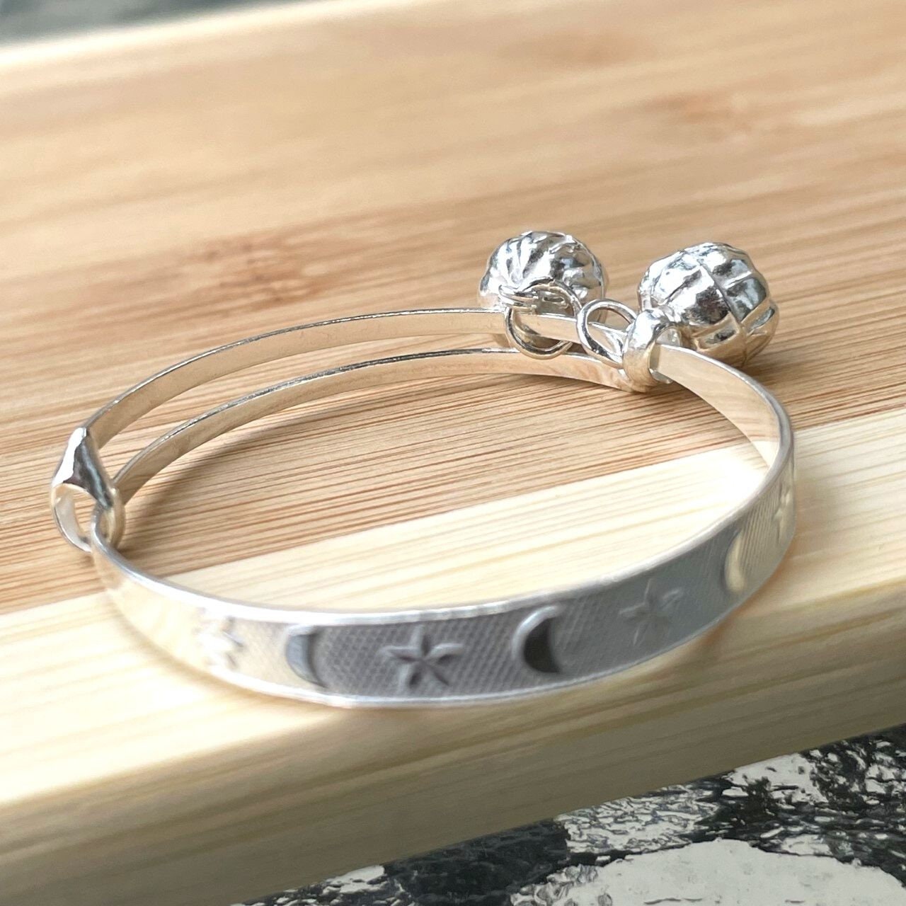 Sterling Silver Baby Bangle Bracelet, Celestial Baby Gifts, Baby Anklet ...