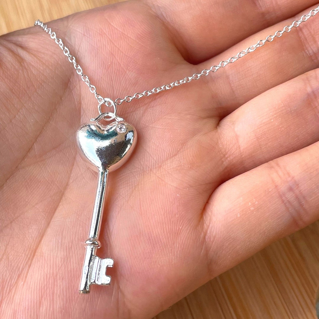 Key Heart Necklace, Sterling Silver Key Pendant Necklace, Key to My ...