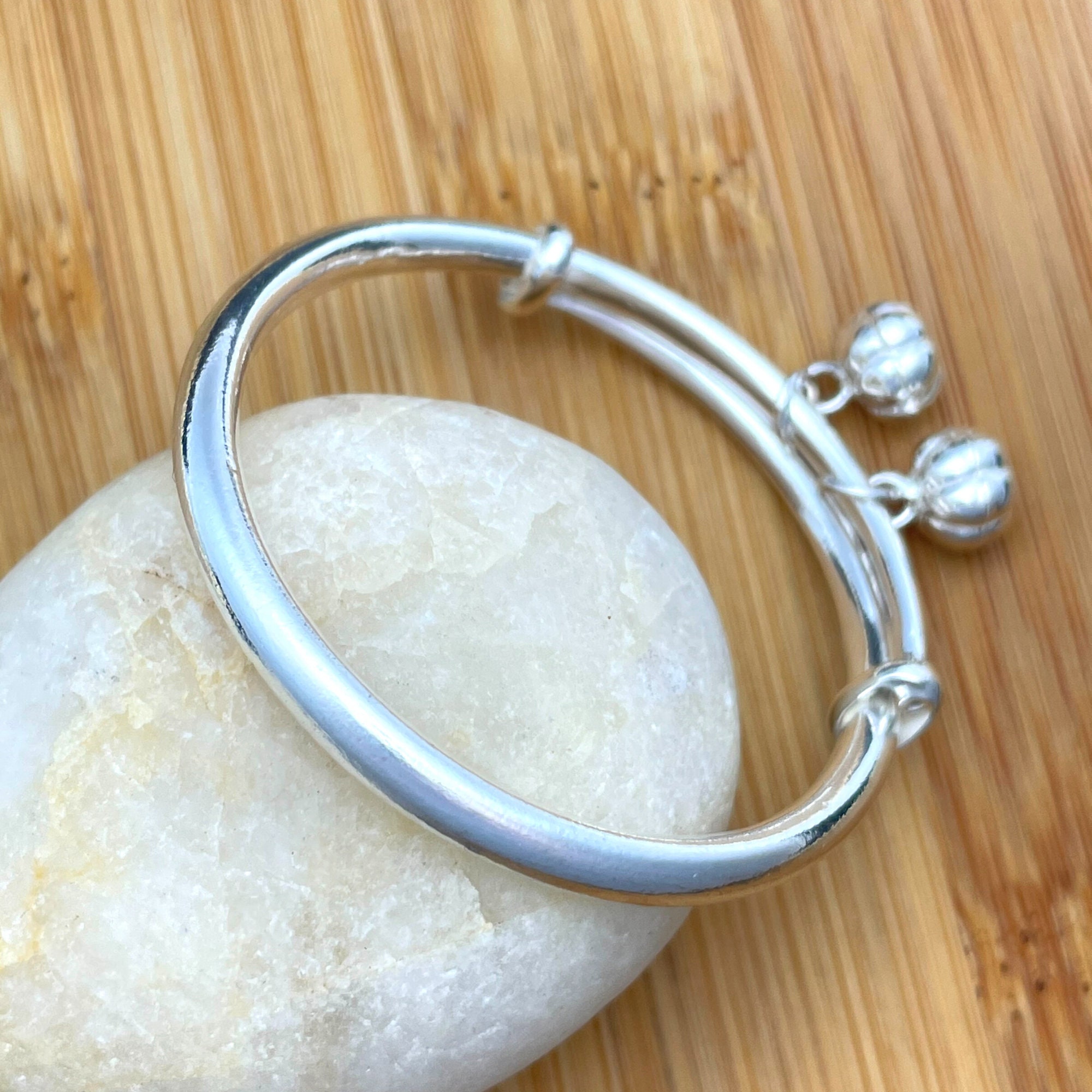 Sterling Silver Baby Bangle Bracelet Bell Anklet Toddler | Etsy