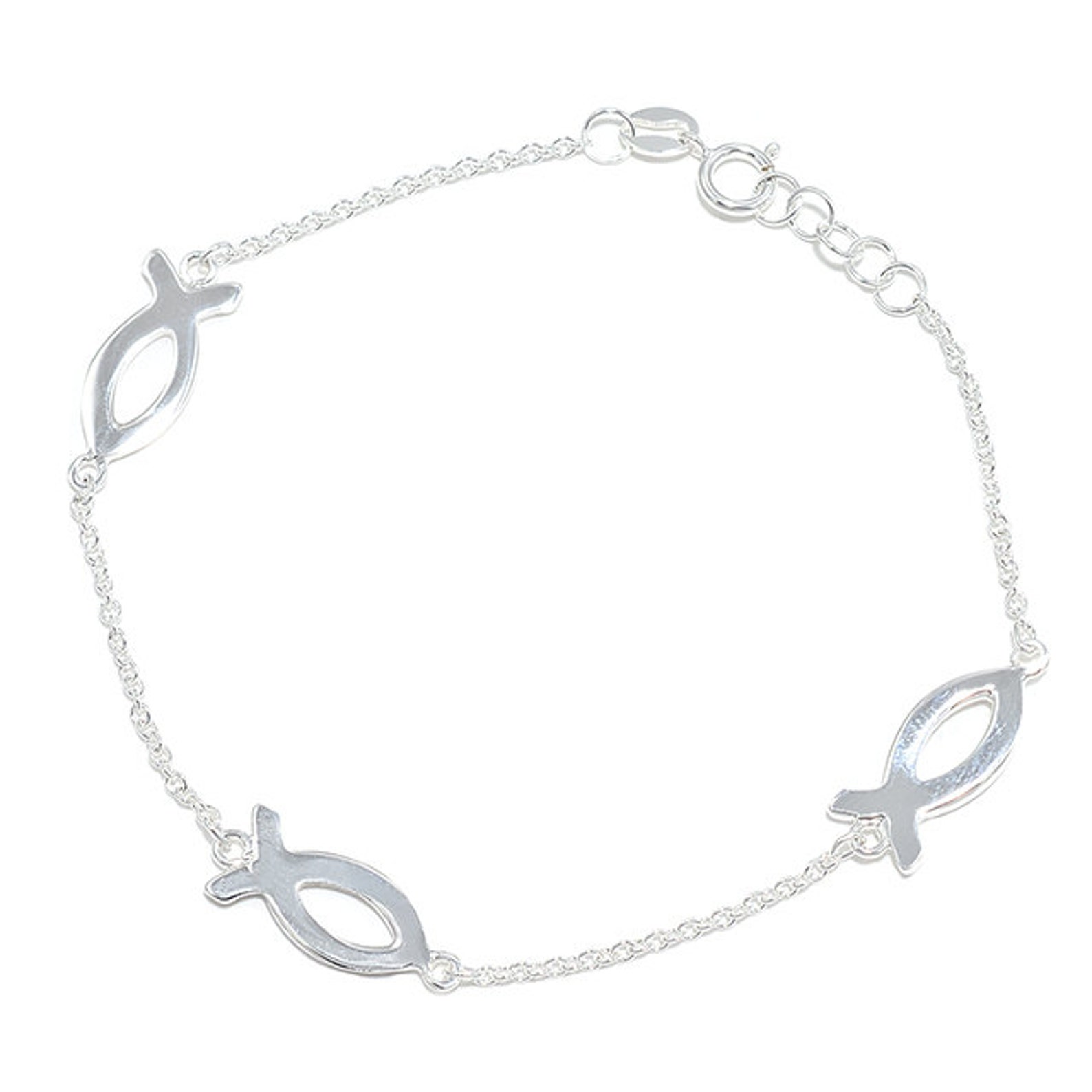 Sterling Silver Fish Bracelet Christian Fish Bracelet 7.5 - Etsy UK