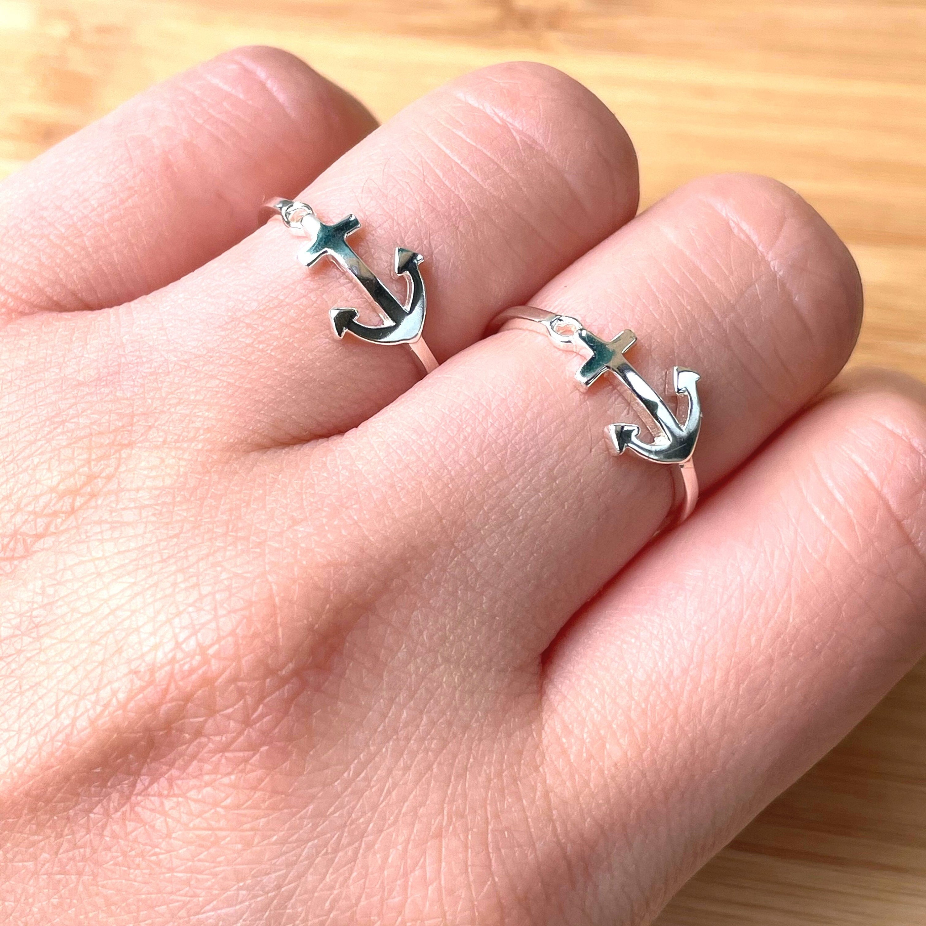Silver Anchor Ring Dainty Anchor Ring Sterling Silver - Etsy UK