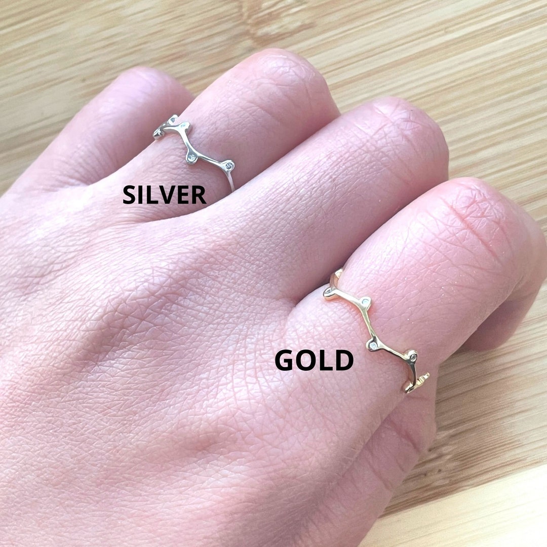 Wavy Ring, Crown Ring, CZ Ring, Dainty Ring, Stackable Ring, Minimalist Ring, Sterling Silver ...