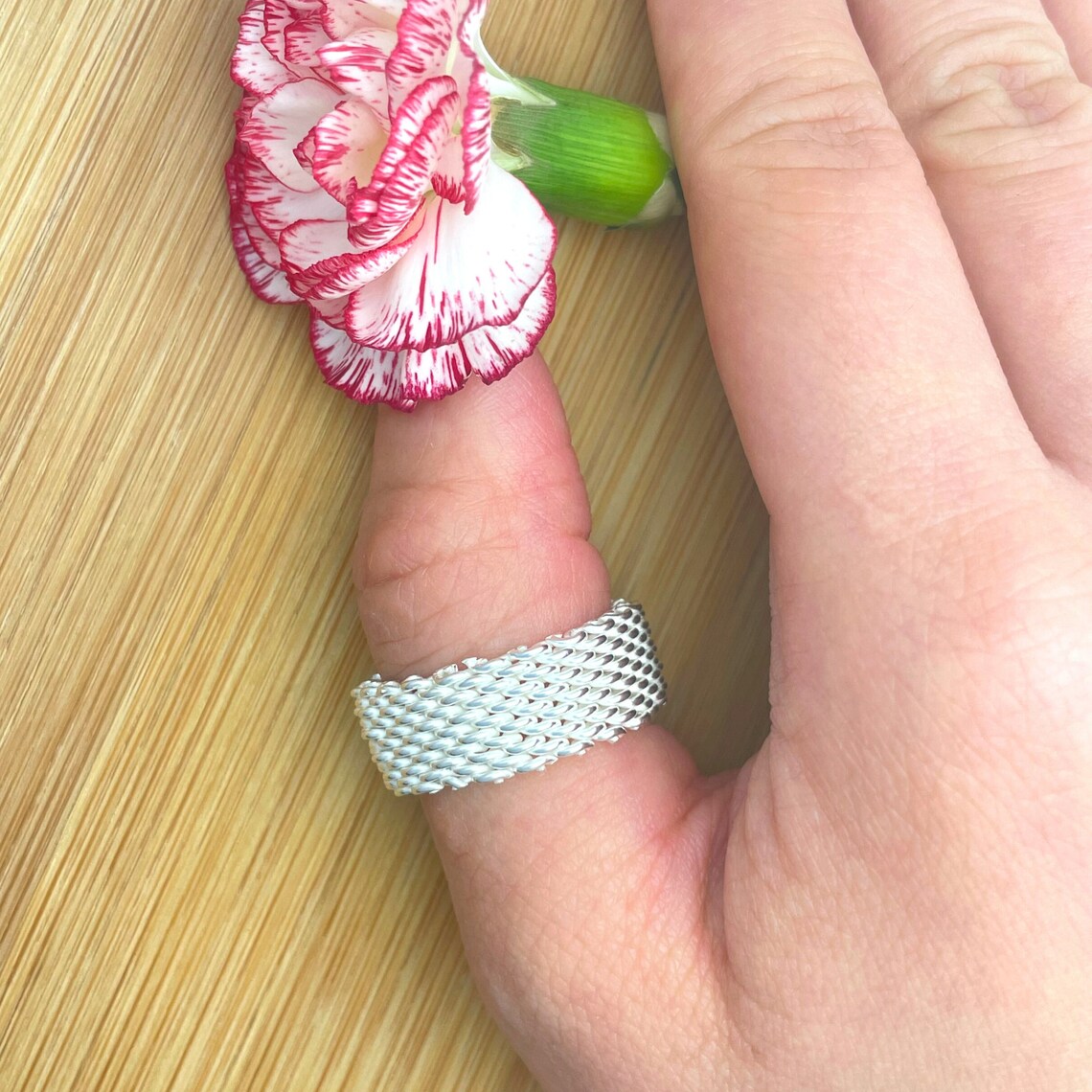 Sterling Silver Mesh Ring Flexible Ring for Women for Men | Etsy
