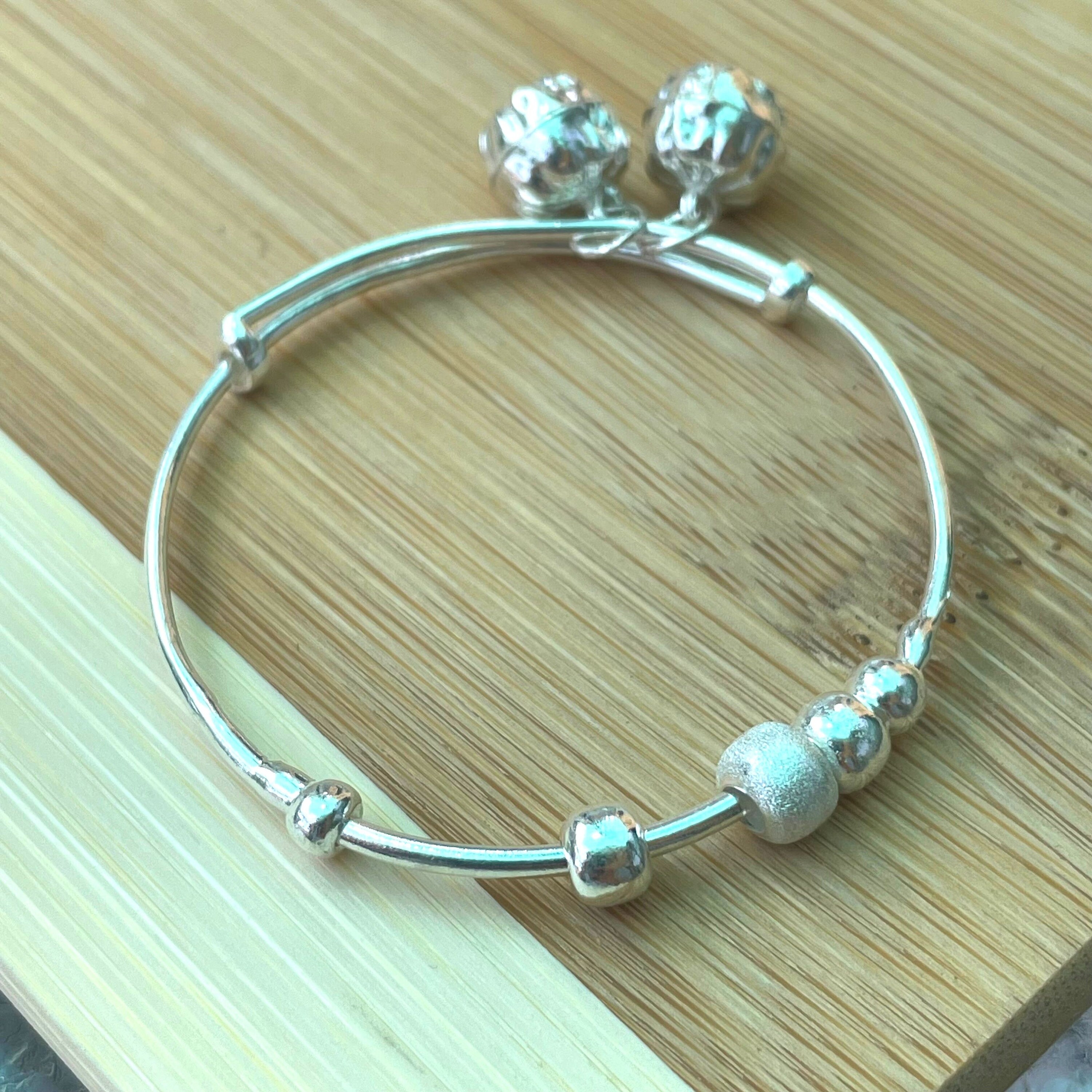 Baby Bells Anklet, Sterling Silver Baby Bracelet, Adjustable Bangle ...
