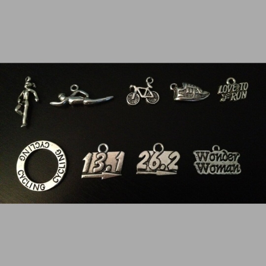 Charms: Motivational Marathon, Triathlon - Runner - Swimmer - Bike ...