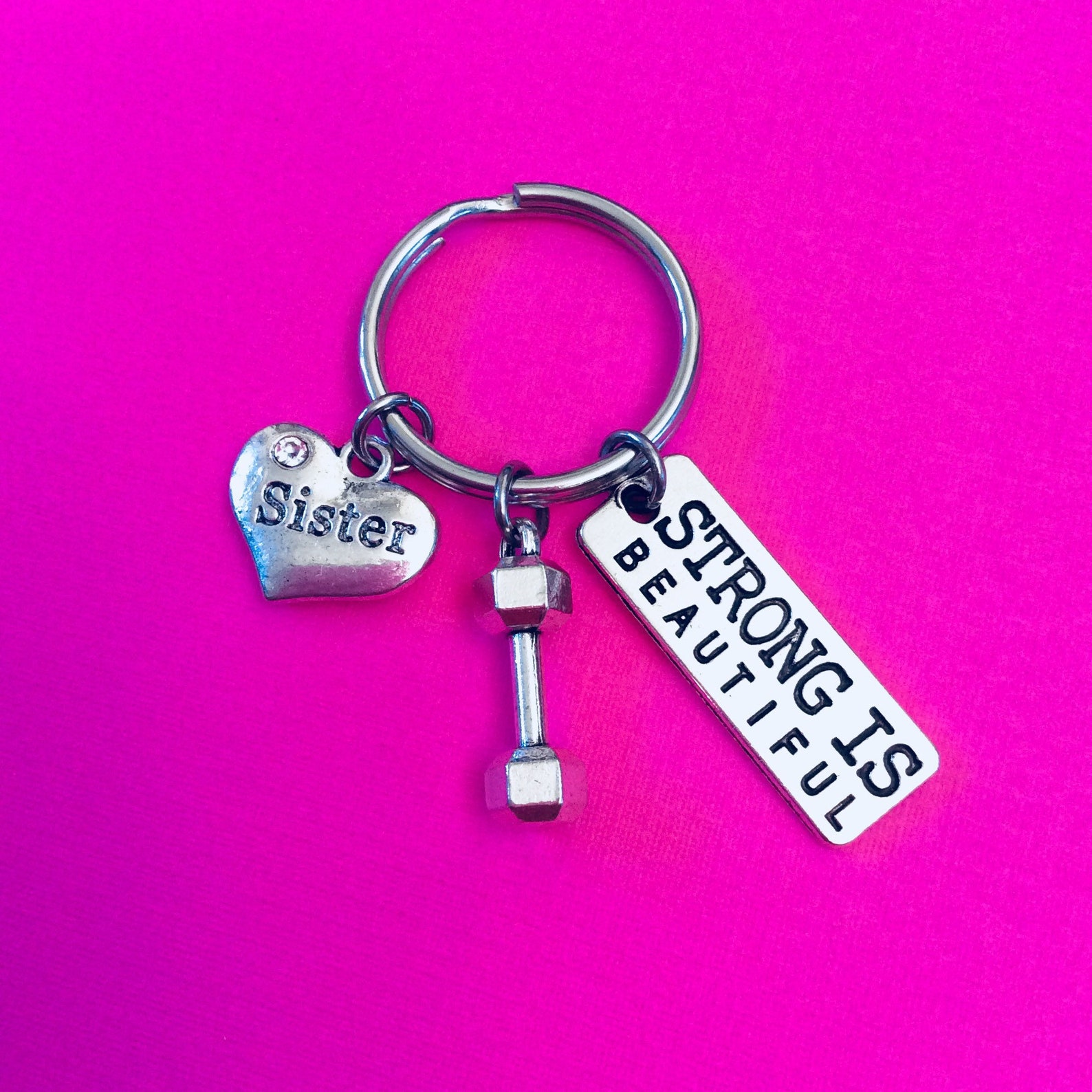 SWOLE SISTER KEYCHAIN, Bodybuilding Keychain, Weight Lifting Keychain ...