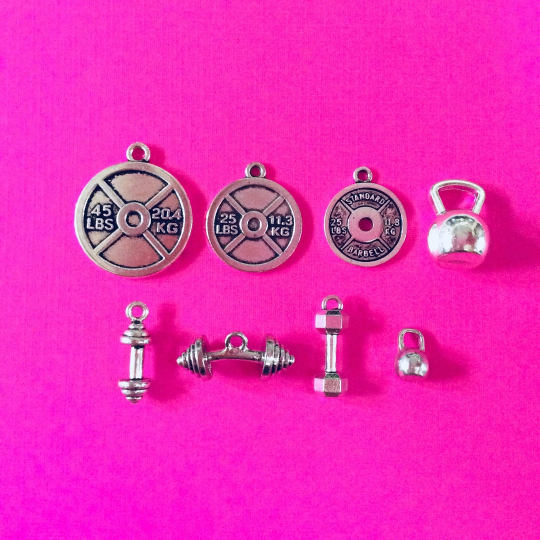 WEIGHT LIFTING CHARMS, Bodybuilding Charms, Fitness Charms, Dumbbell ...